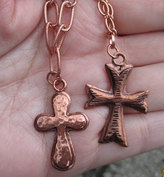 Copper Cross Necklace- Choose From 4 Different Ones - Etsy