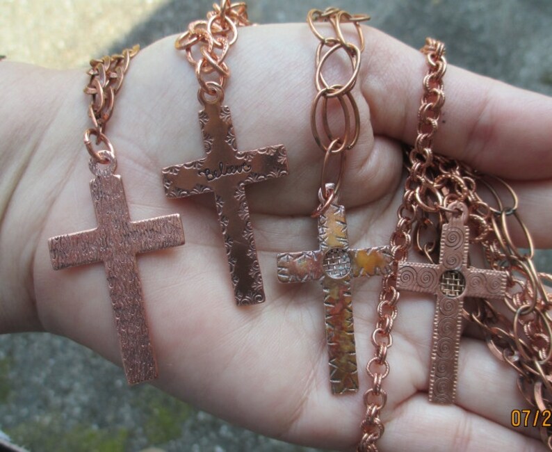 Copper Cross and Chain - 4 Designs to Choose From - Etsy