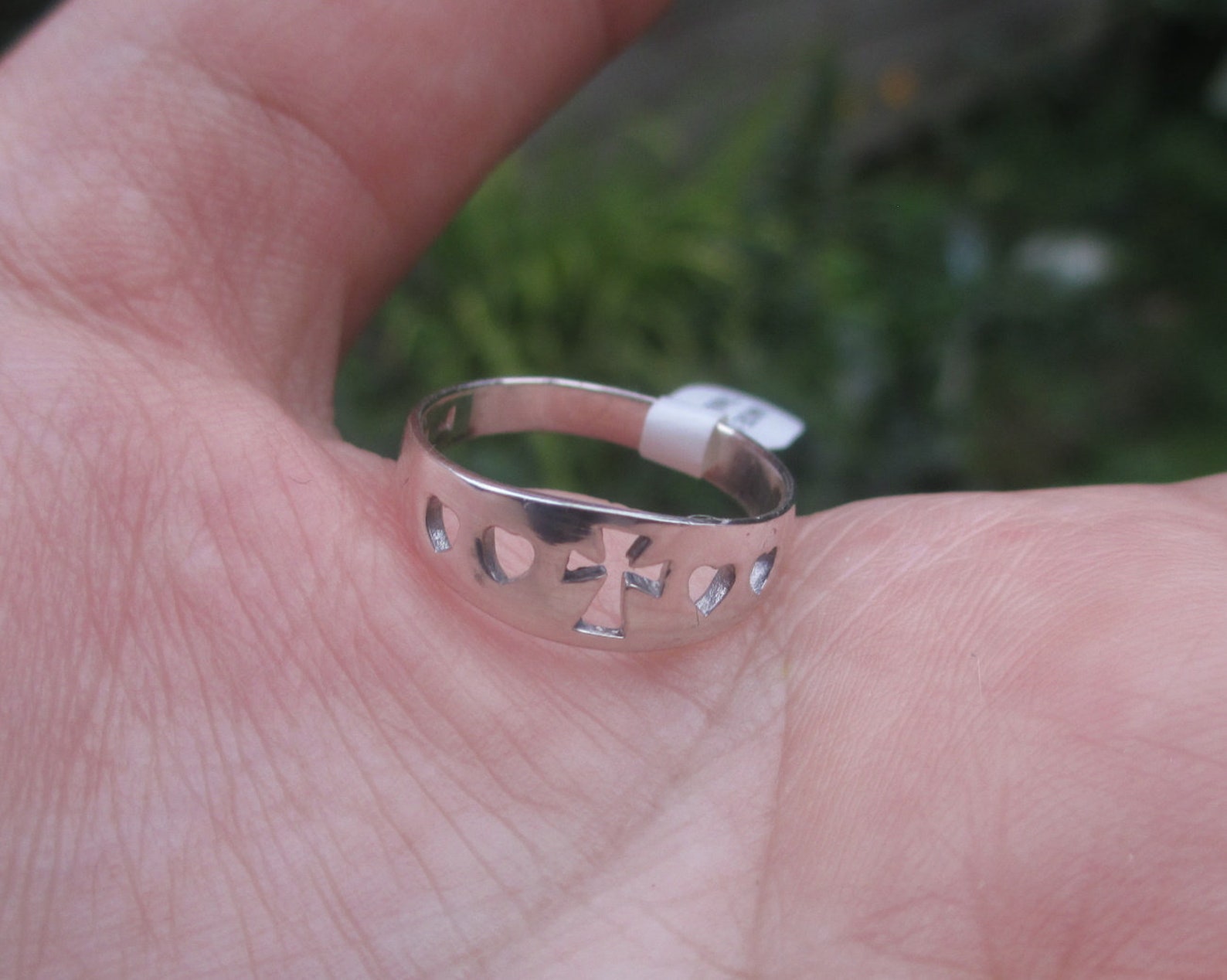 Sterling Silver Hearts and Cross Finger Ring - Etsy