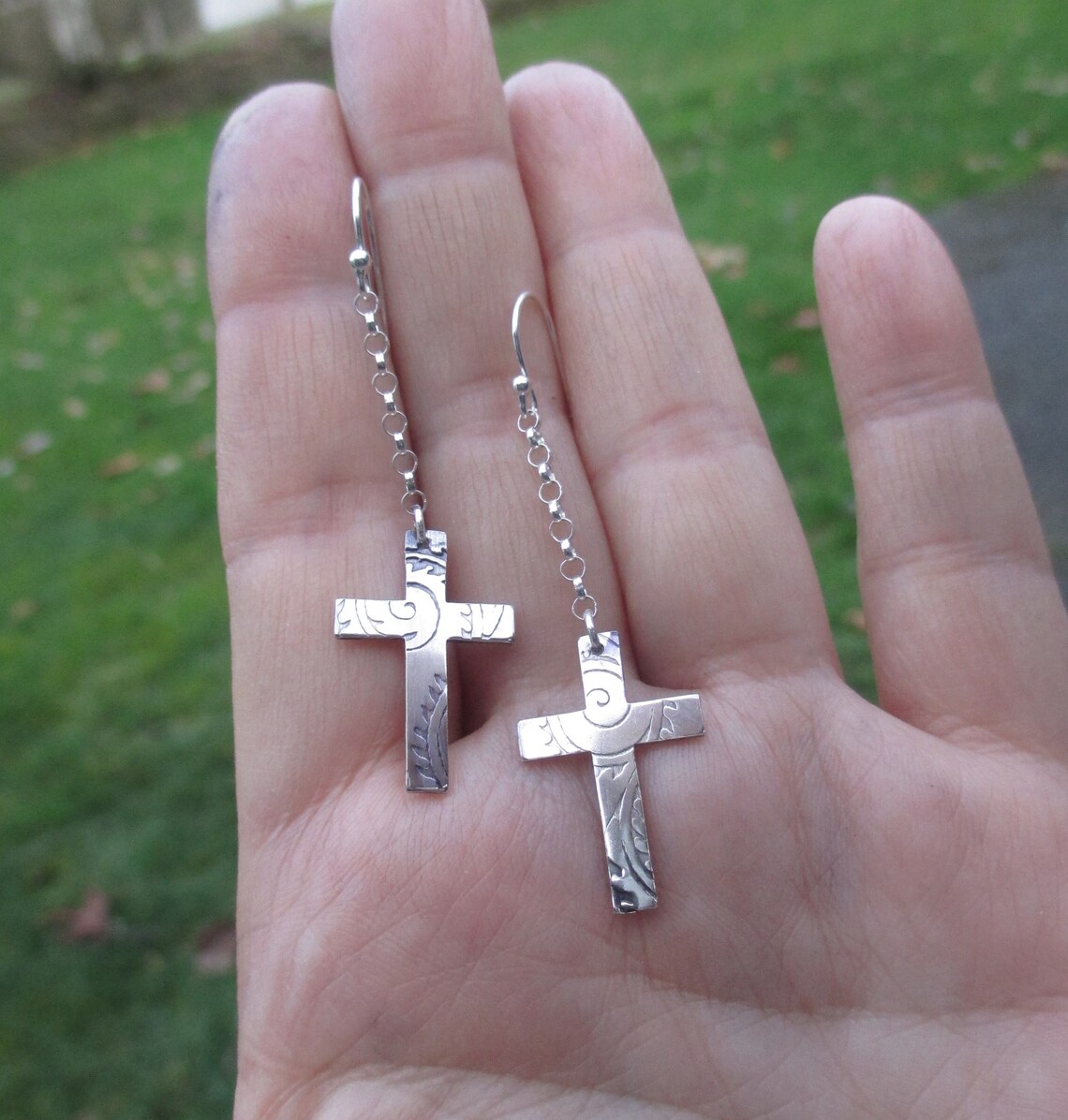 Sterling Silver Dangle Cross or CZ Cross Earrings - Etsy