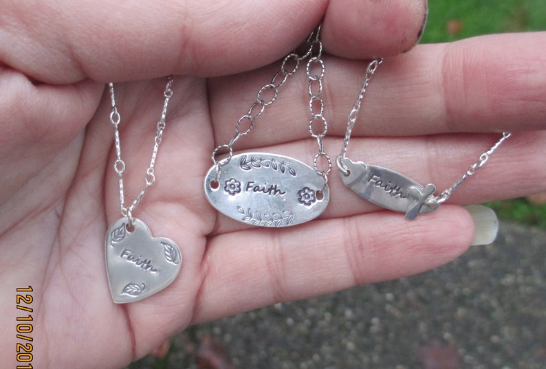 Sterling Silver Faith Necklace or Bracelets - Etsy