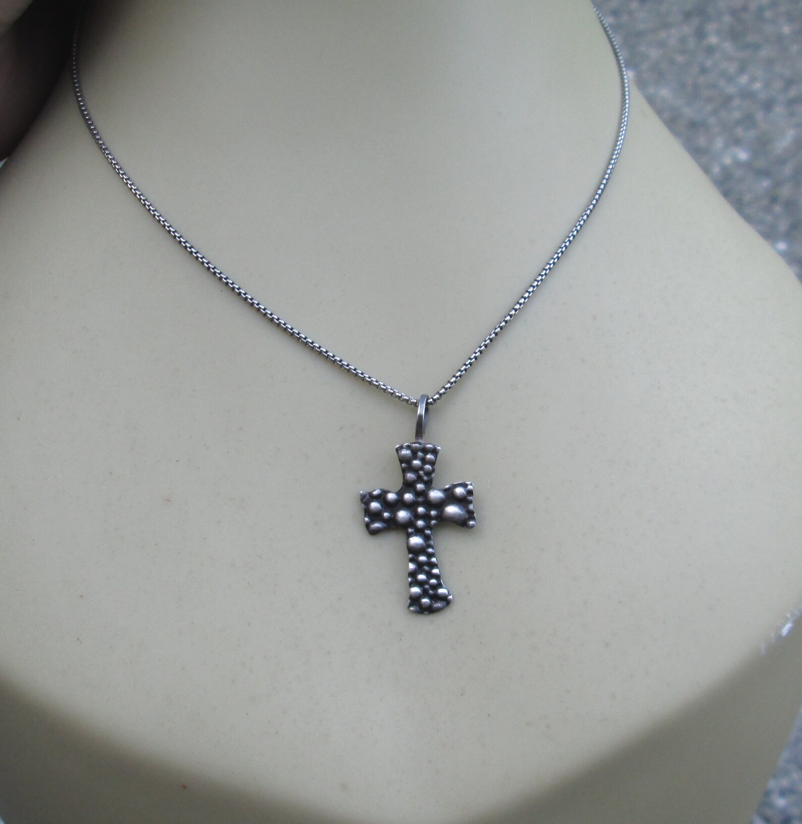 Sterling Silver Bubble Cross Necklace - Etsy