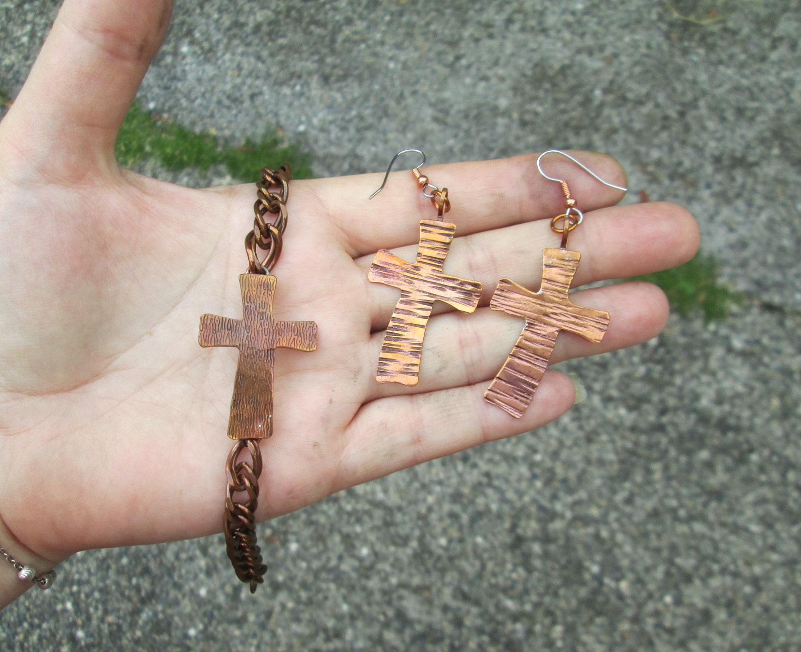 Copper Cross Earrings Necklace or Bracelet | Etsy