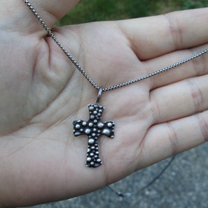 Sterling Silver Bubble Cross Necklace - Etsy