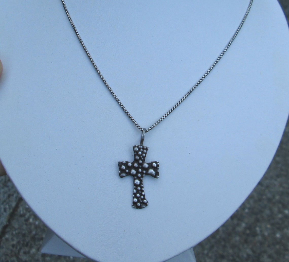Sterling Silver Bubble Cross Necklace - Etsy