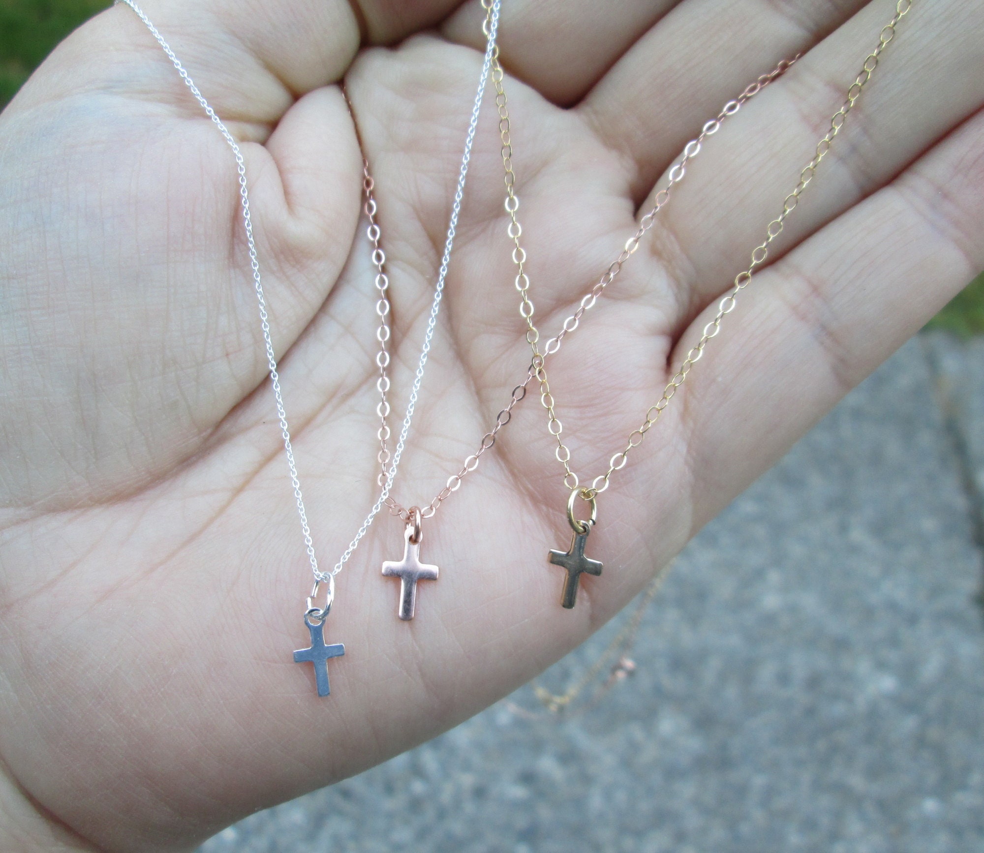 Sterling Silver Gold Filled or Rose Gold Filled Tiny Cross - Etsy