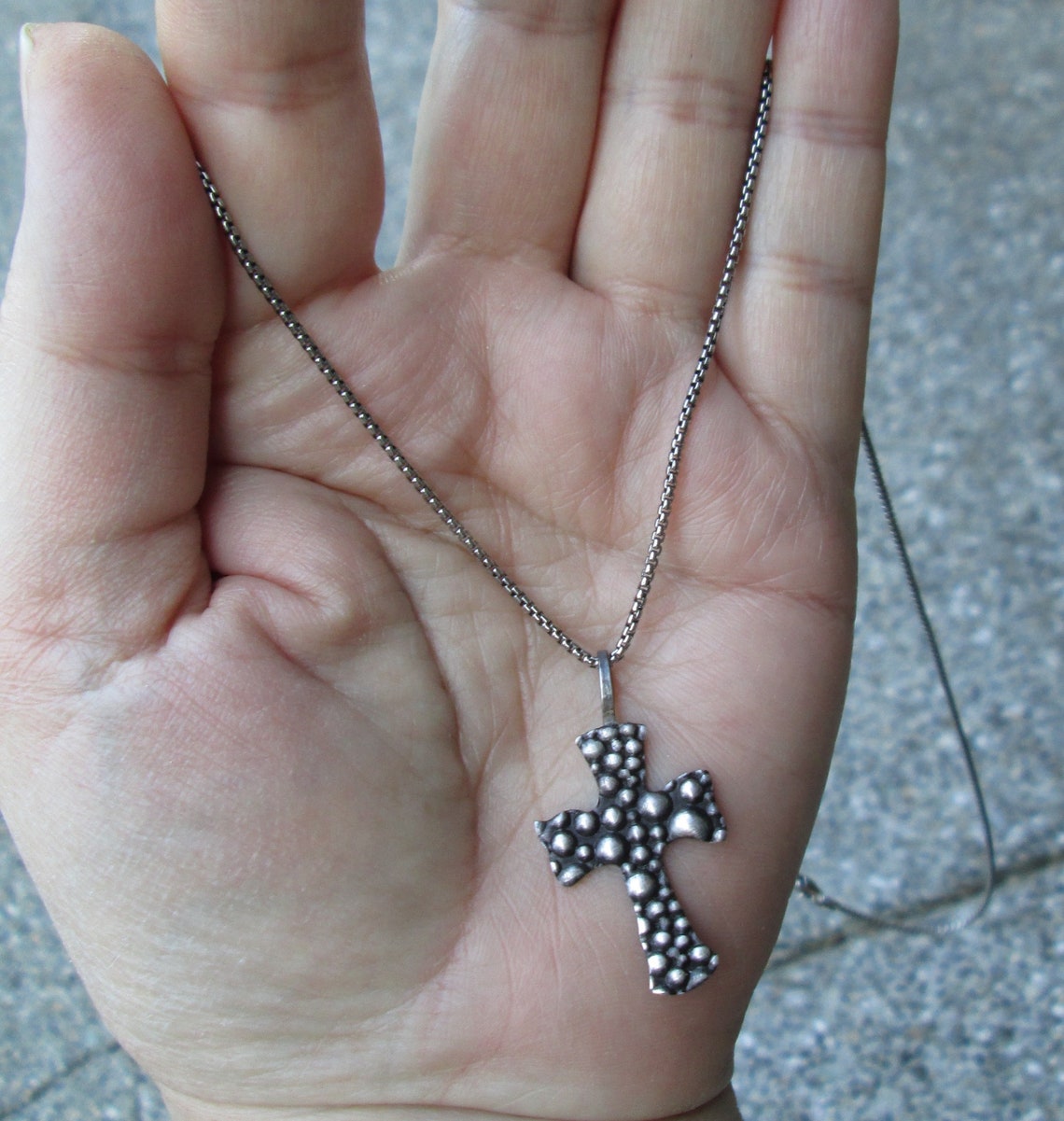 Sterling Silver Bubble Cross Necklace - Etsy