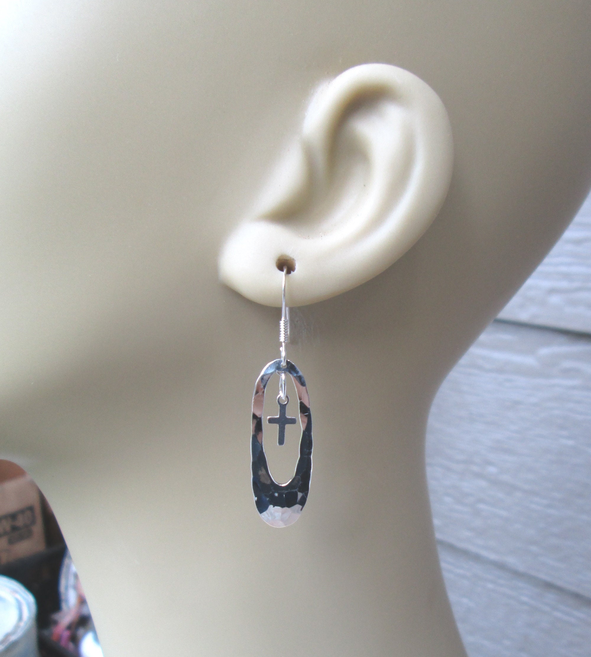 Twisted Wire Hoop Cross Earrings - Etsy