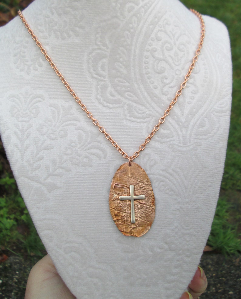 Copper and Sterling Silver Cross Pendant - Etsy