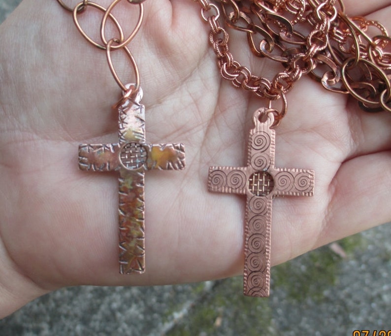 Copper Cross and Chain - 4 Designs to Choose From - Etsy