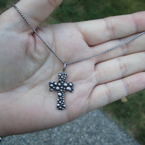 Sterling Silver Bubble Cross Necklace - Etsy