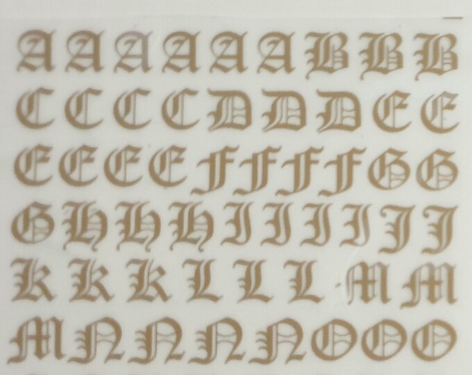 GOLD OLD ENGLISH 36pt Rub on Letter Transfers Gold Dry Rub on Letter ...