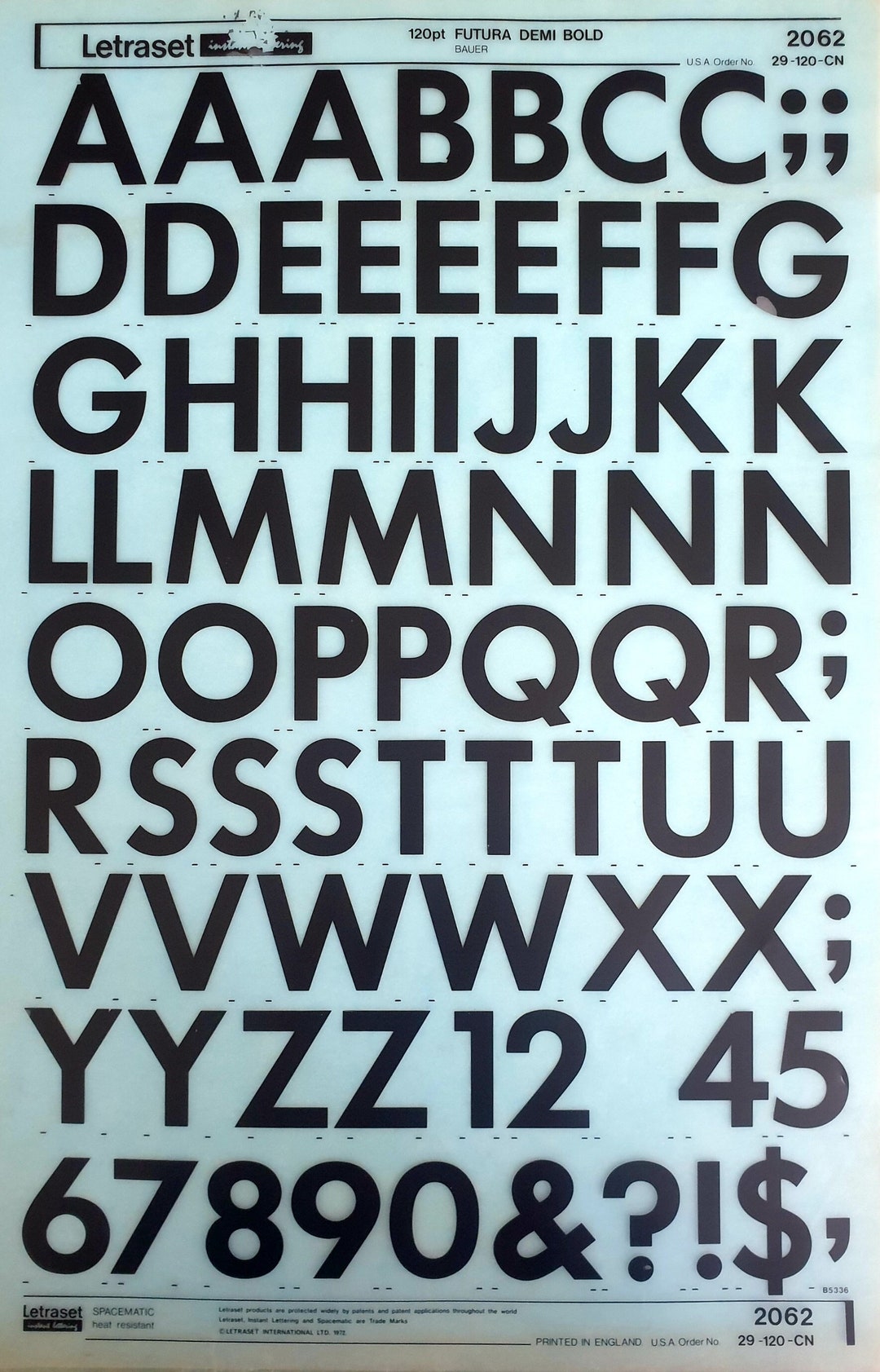 FUTURA DEMI BOLD (48pt) Letraset Vintage Rub on Letter/number Transfers (choose Font Size) - Etsy