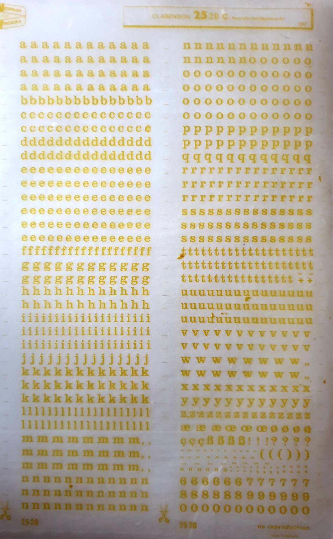CLARENDON YELLOW Transfers for Transparencies 48pt/36pt - Etsy UK