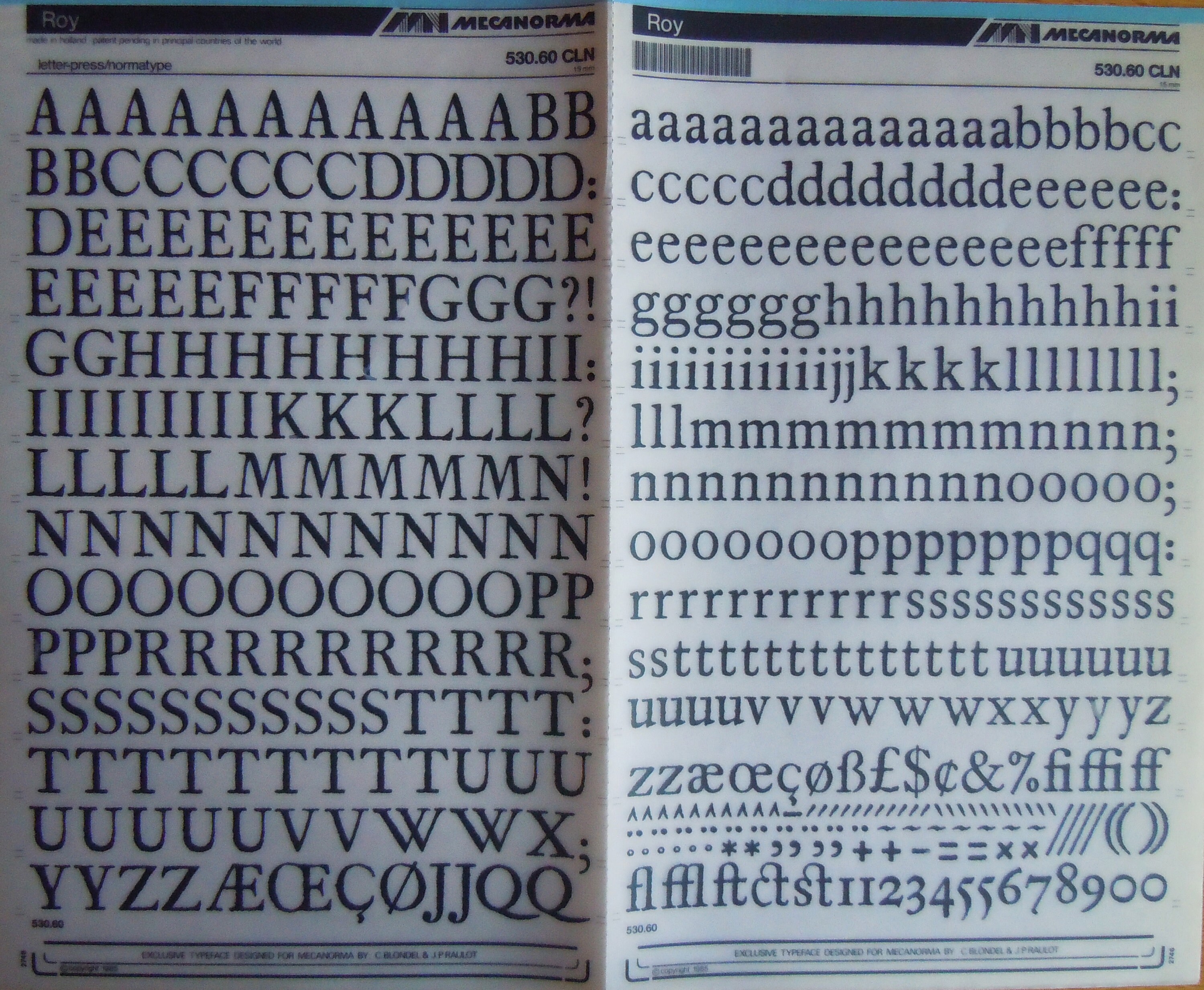 ROY - Mecanorma Instant Dry Rub on Letter Transfers Letterpress (choose ...