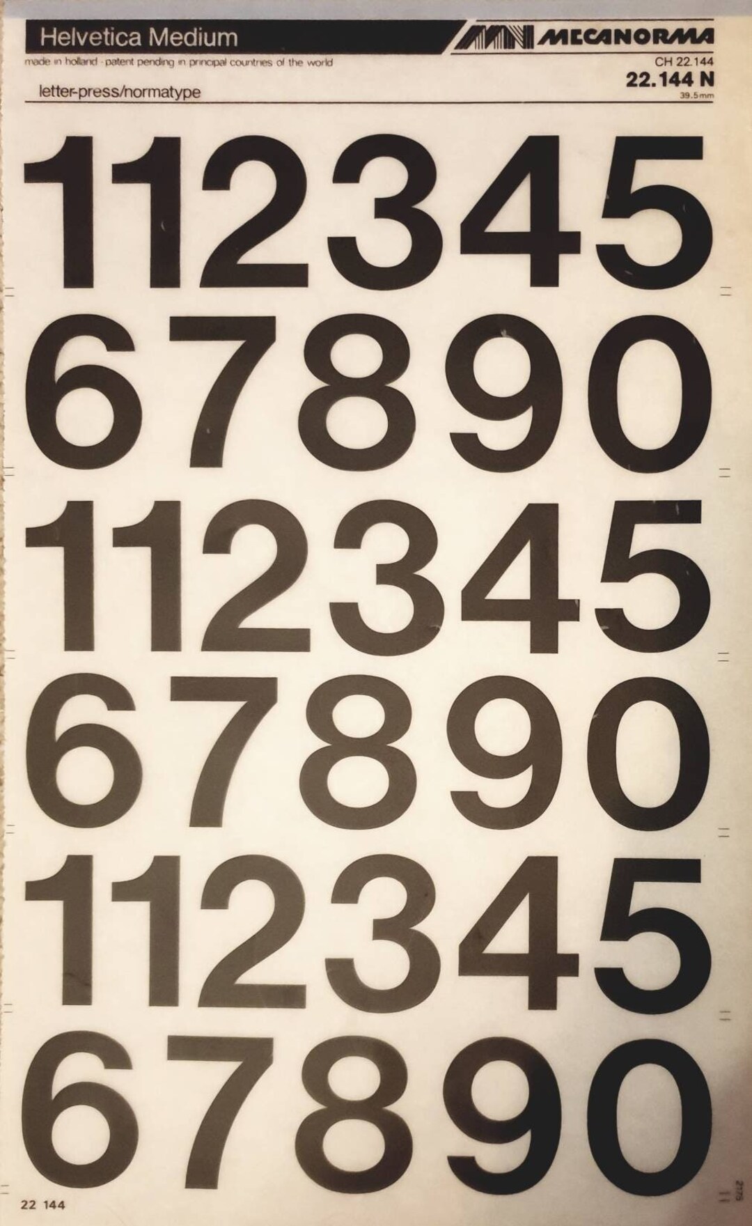 HELVETICA MEDIUM NUMBERS 20pt/28pt/120pt/144pt Letraset / - Etsy