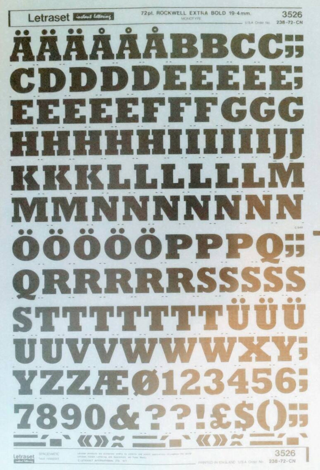 ROCKWELL EXTRA BOLD 72pt/48pt/36pt 黒のレトラセット文字/数字転写 フォント サイズを選択 - Etsy 日本