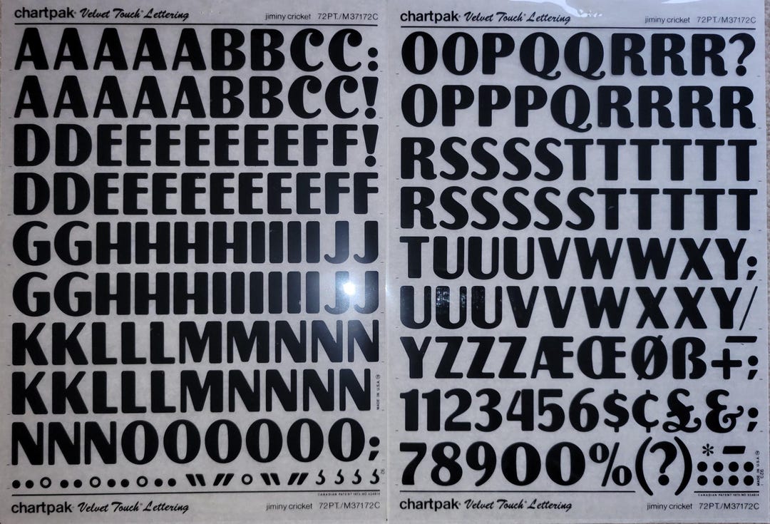 JIMINY CRICKET (72pt/60pt/48pt) Chartpak Dry Letter Transfers (choose ...