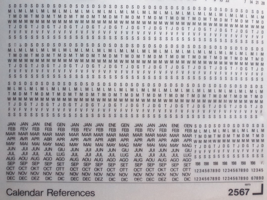 CALENDAR REFERENCES Letraset Instant Lettering Vintage Rub on Letter ...