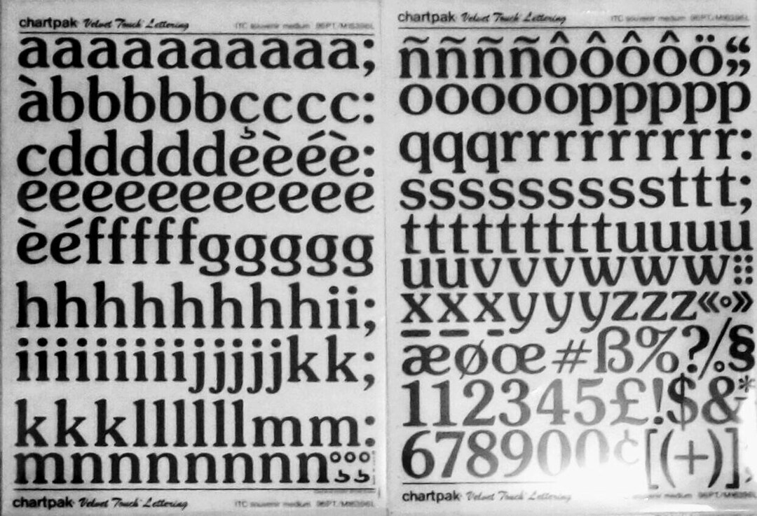 ITC SOUVENIR MEDIUM - Chartpak Letter/number Vintage Dry Rub on ...