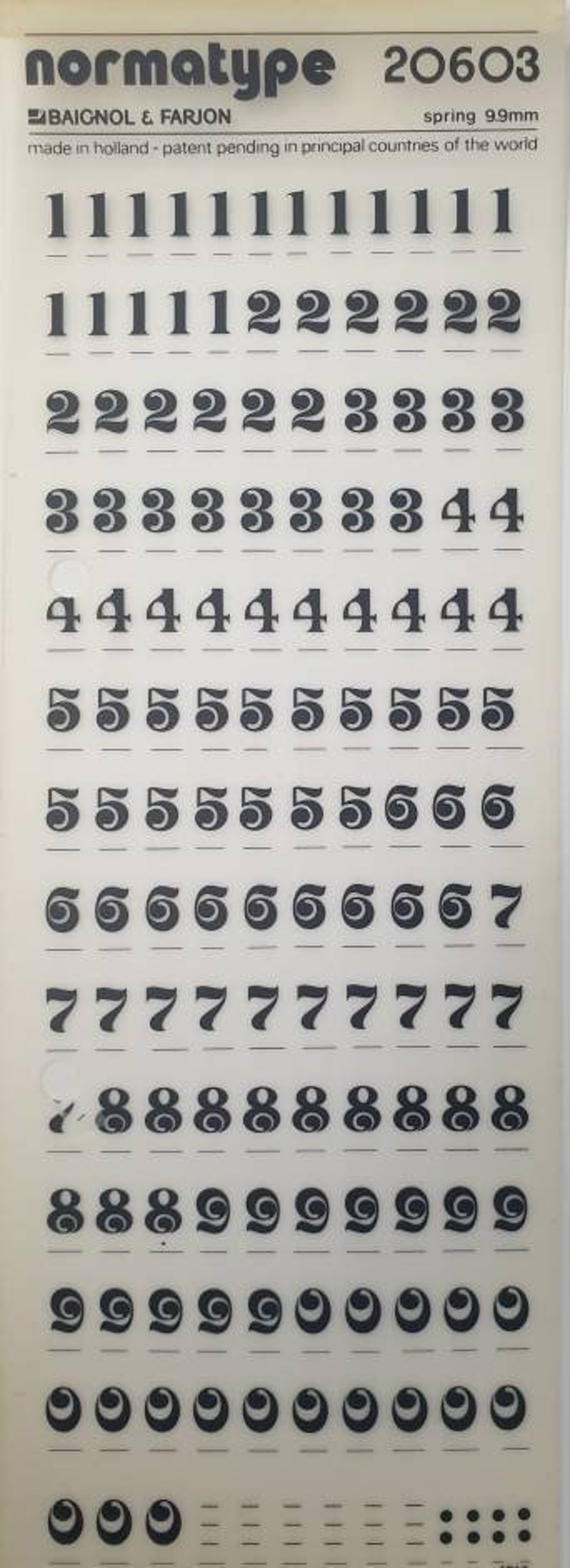 Decorative Numbers Rub on Letter Transfers (7mm) Normatype Dry Rub on ...