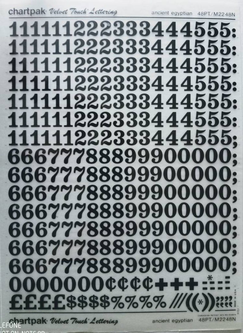 ANCIENT EGYPTIAN NUMBERS 48pt Chartpak Numeral Dry Rub on - Etsy
