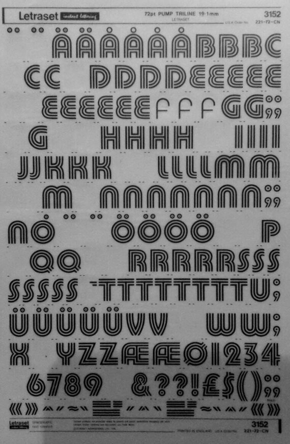 PUMP TRILINE 30pt/48pt Letraset Dry Rub on Letter/number - Etsy UK