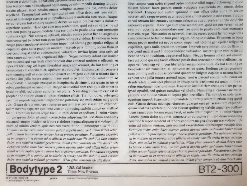 BODYTYPE Body Type (helvetica, Times, Plantin, Grotesque) Letraset ...