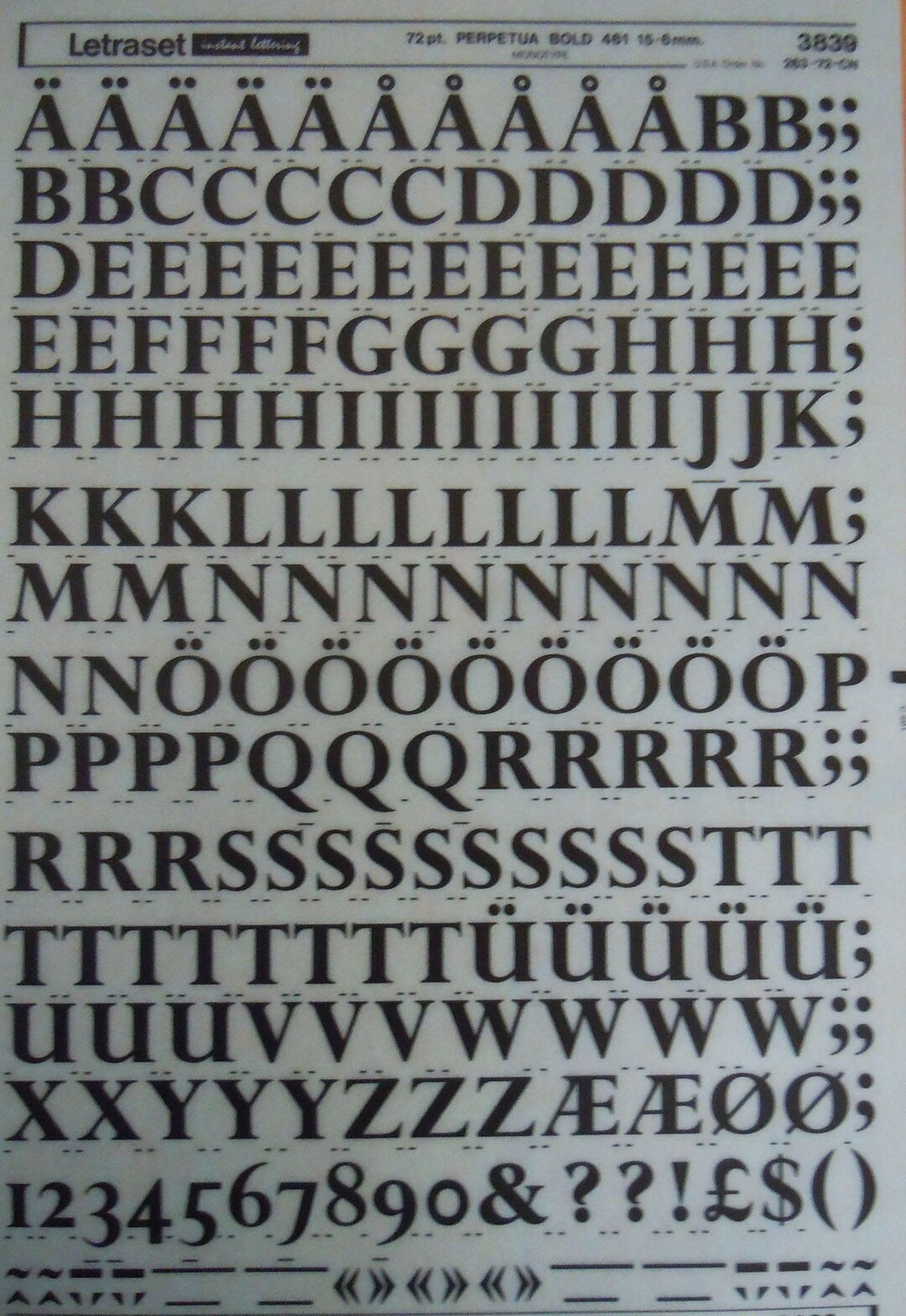 PERPETUA BOLD - Letraset/ Mecanorma Vintage Instant Rub on Letter ...