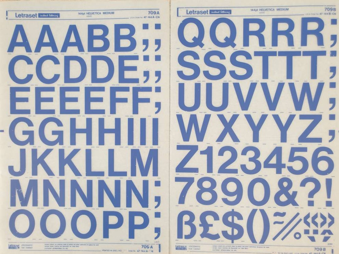 Blue Colour DAMAGED RUB ON Transfers Letraset Rub on Letter/number ...
