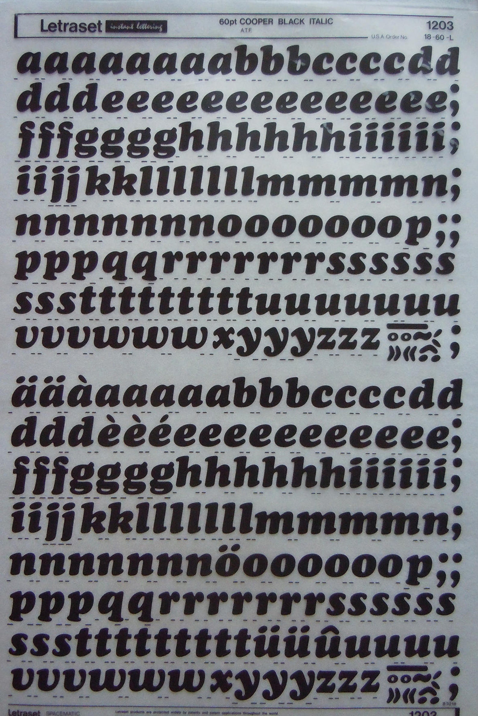 COOPER BLACK ITALIC 18pt/24pt/48pt/84pt Letraset Instant Rub - Etsy