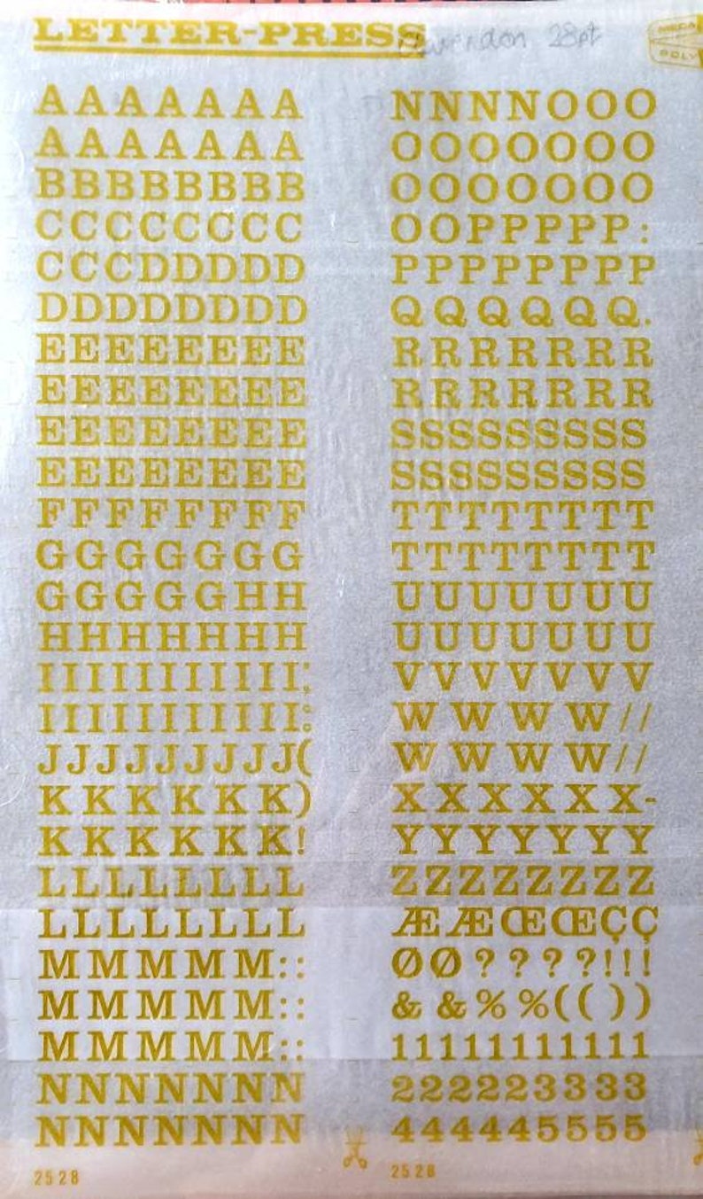 CLARENDON YELLOW Transfers for Transparencies 48pt/36pt - Etsy UK
