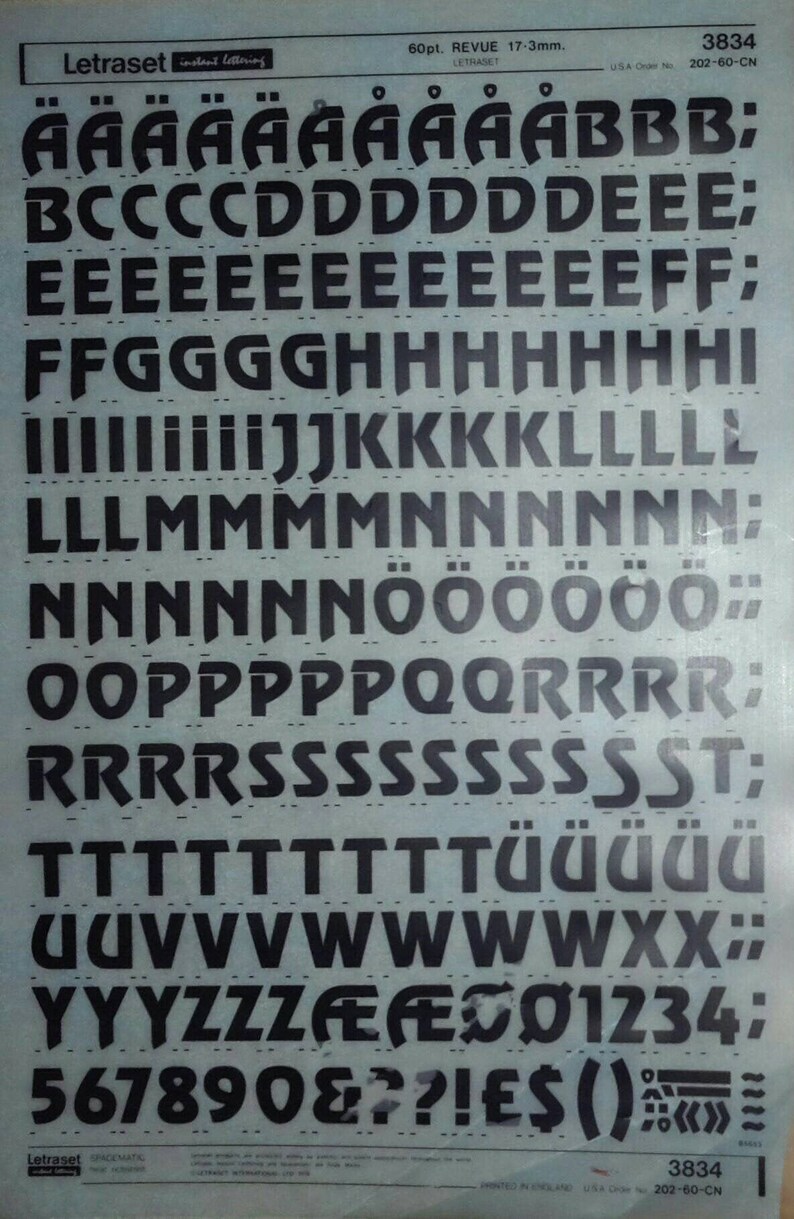 REVUE - Letraset Instant Rub on Letter Transfers (choose Font Size) - Etsy