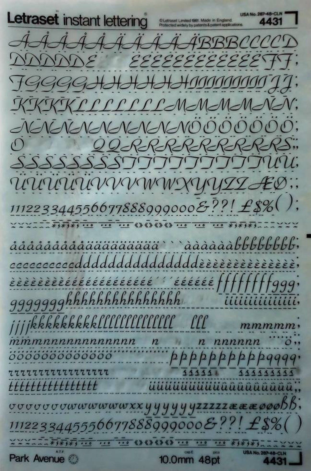 PARK AVENUE (30pt/48pt) Letraset Vintage Dry Rub on Letter Transfers (choose Font Size) - Etsy