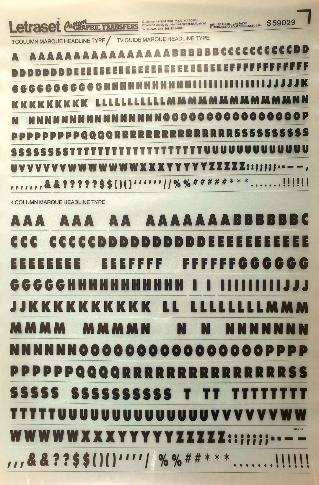HEADLINE TYPE / NBC Campaign 1984 / Letraset Special Instant Lettering ...