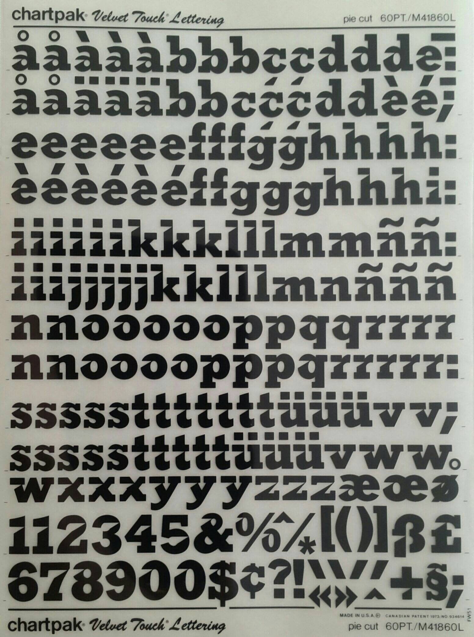 PIE CUT - Chartpak Vintage Letter/number Dry Rub on Transfers (ref M418 ...