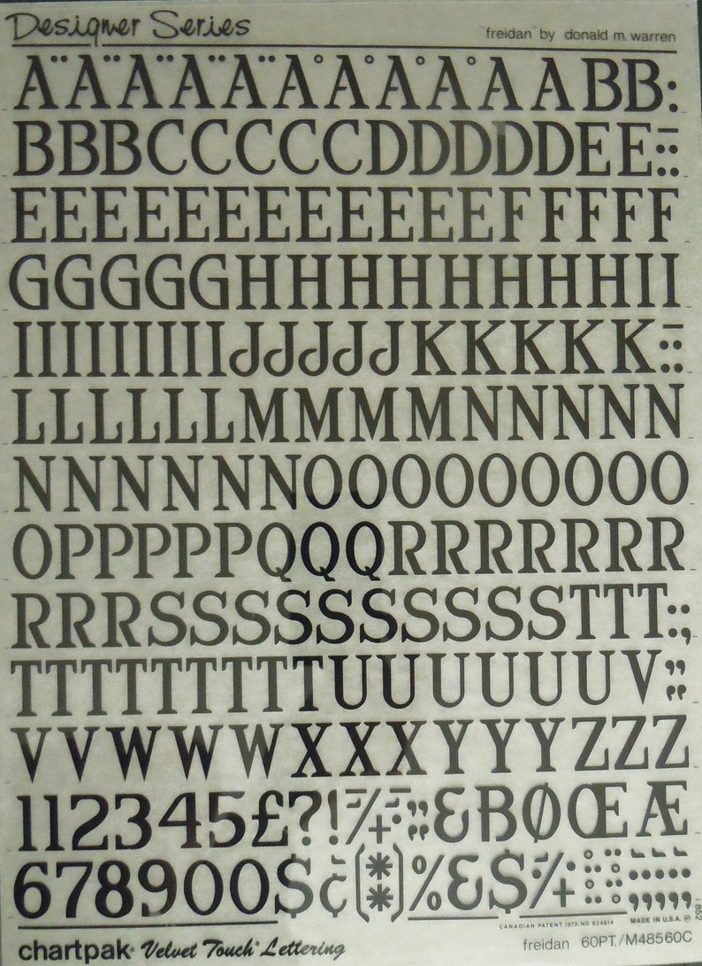 FREIDAN 36pt 72pt CHARTPAK Dry Letter Transfers Designer Series choose ...