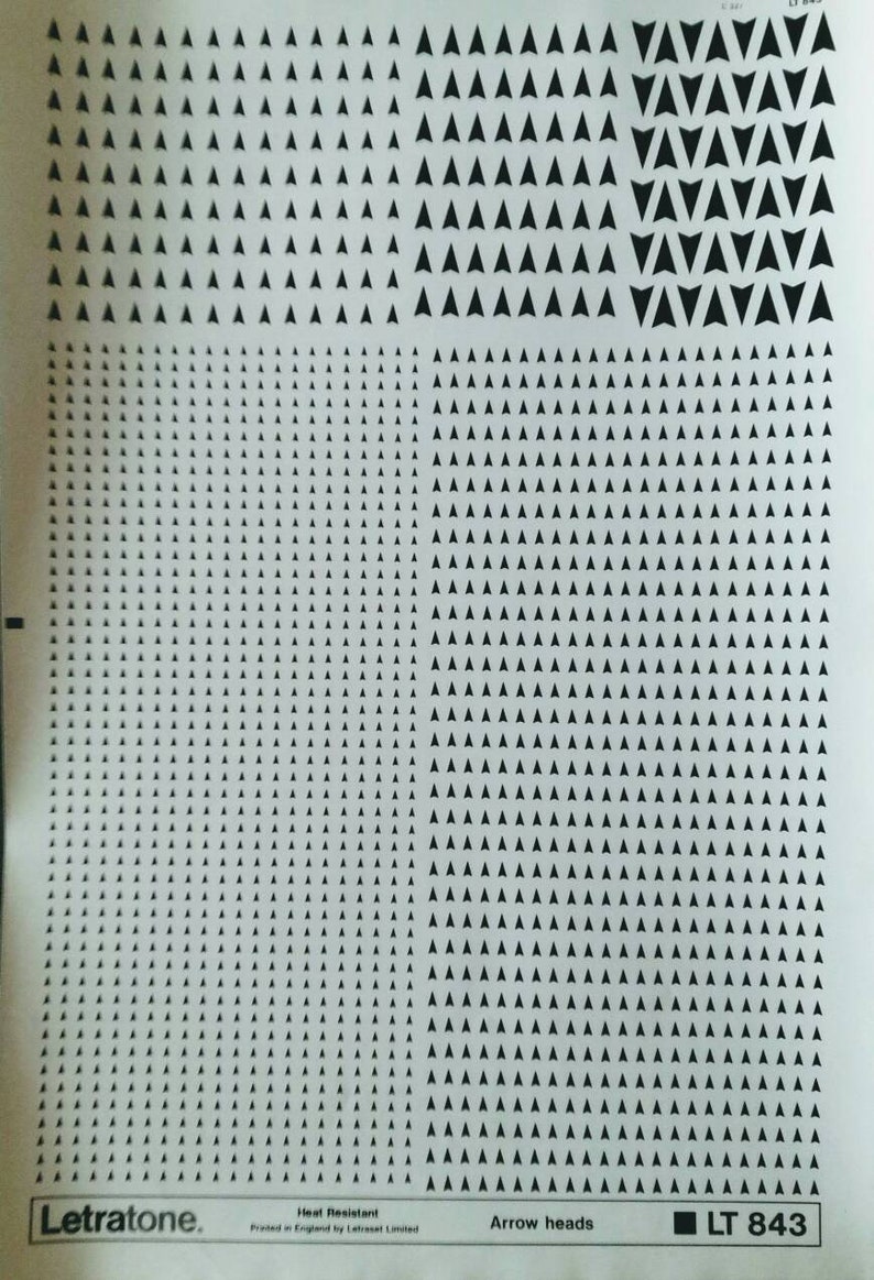 FLECHAS y PUNTERO Manga SCREENTONE Letraset hojas adhesivas / película ...