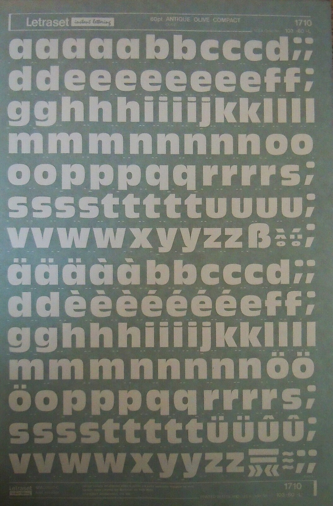 ANTIQUE OLIVE COMPACT (48pt/60pt) White Letraset Instant Rub on ...