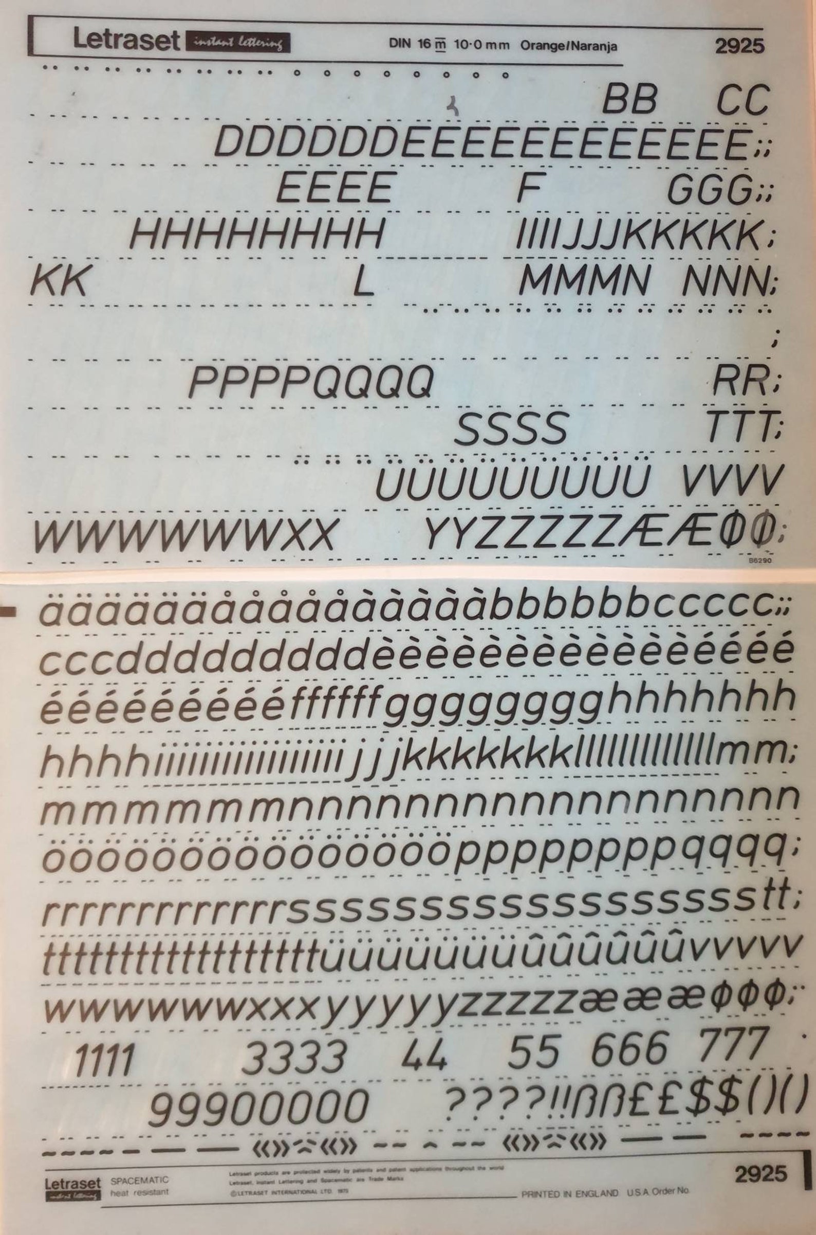DIN 16 (10mm/14mm) Letraset Letterpress Instant Rub on Letter Transfers ...