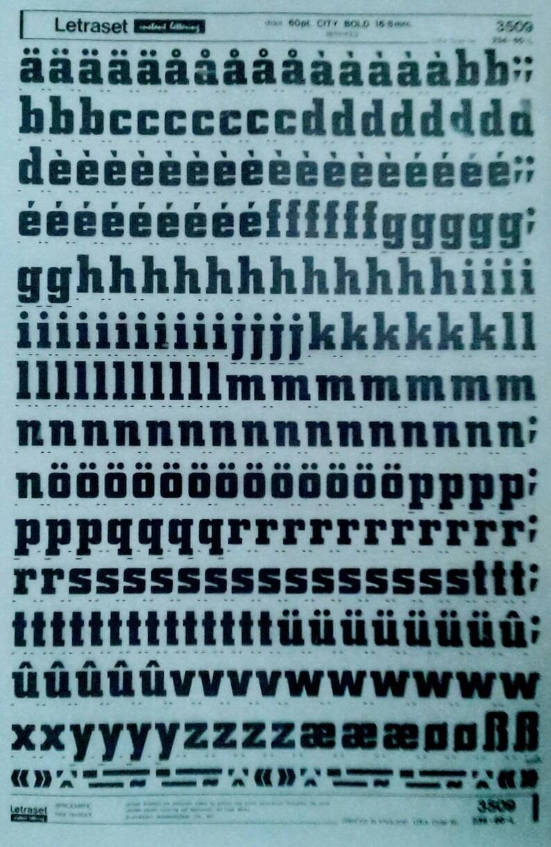 CITY BOLD (60pt/48pt/28pt) Letraset Vintage Instant Dry Rub on Letter ...