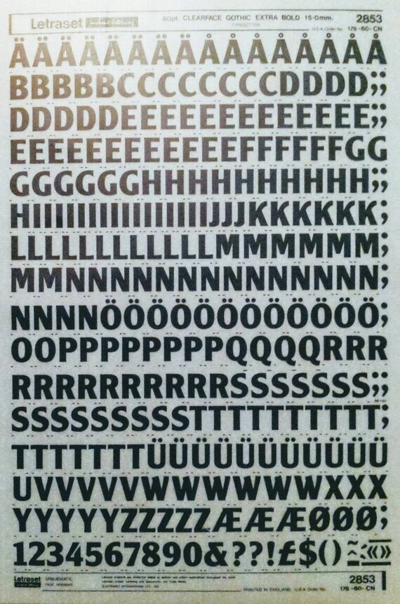CLEARFACE GOTHIC Extra BOLD 60pt/48pt/36pt/30pt Letraset | Etsy