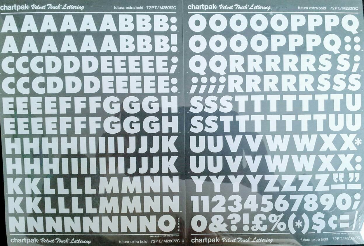 FUTURA EXTRA BOLD - White Chartpak Letter/number Dry Rub on Transfers ...