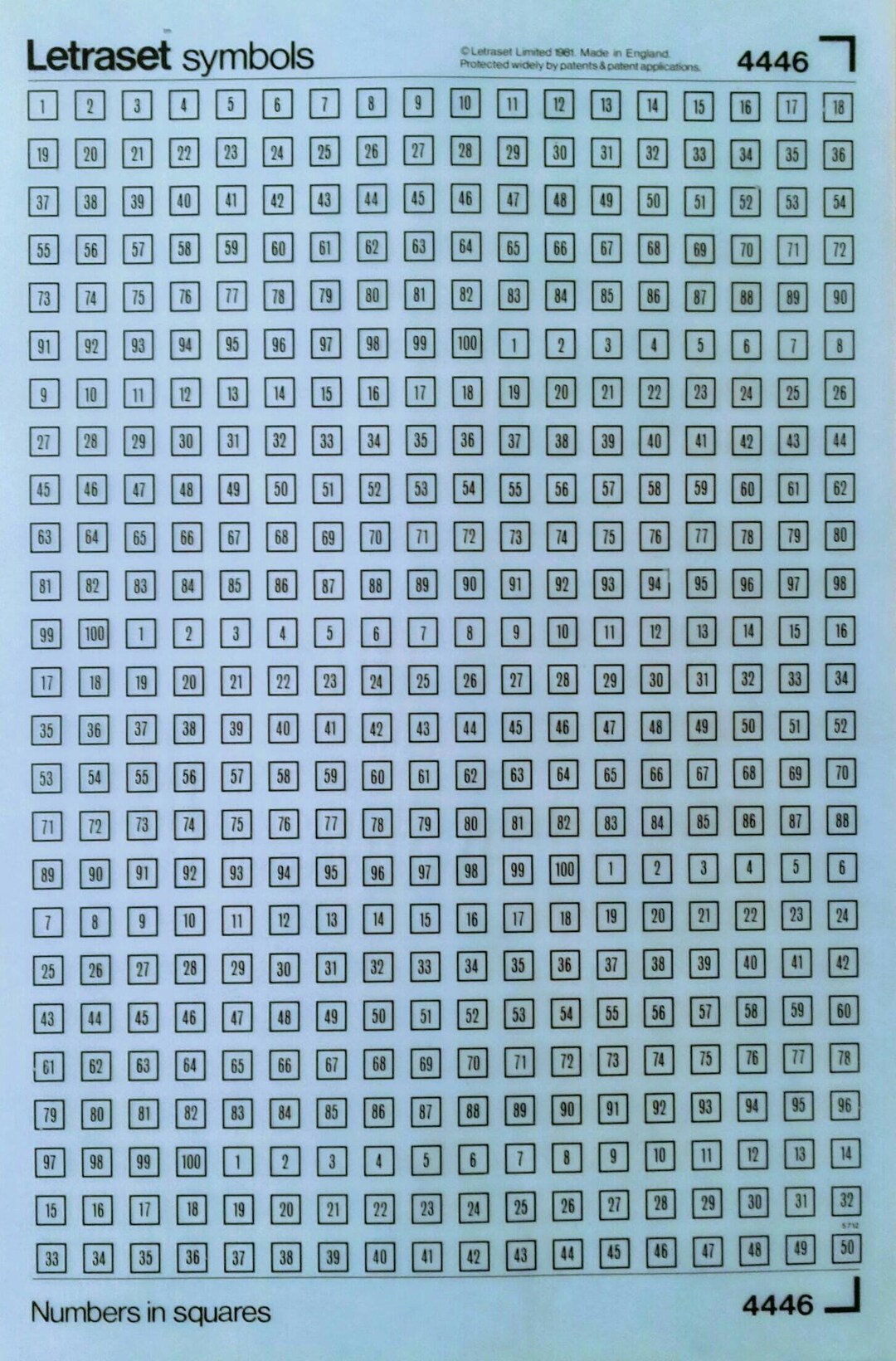 NUMBERS IN SQUARES Letraset Instant Rub on Numeral Transfers choose ...