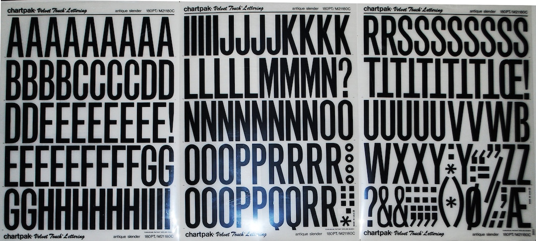 ANTIQUE SLENDER - Chartpak Letter/number Vintage Dry Rub on Transfers ...