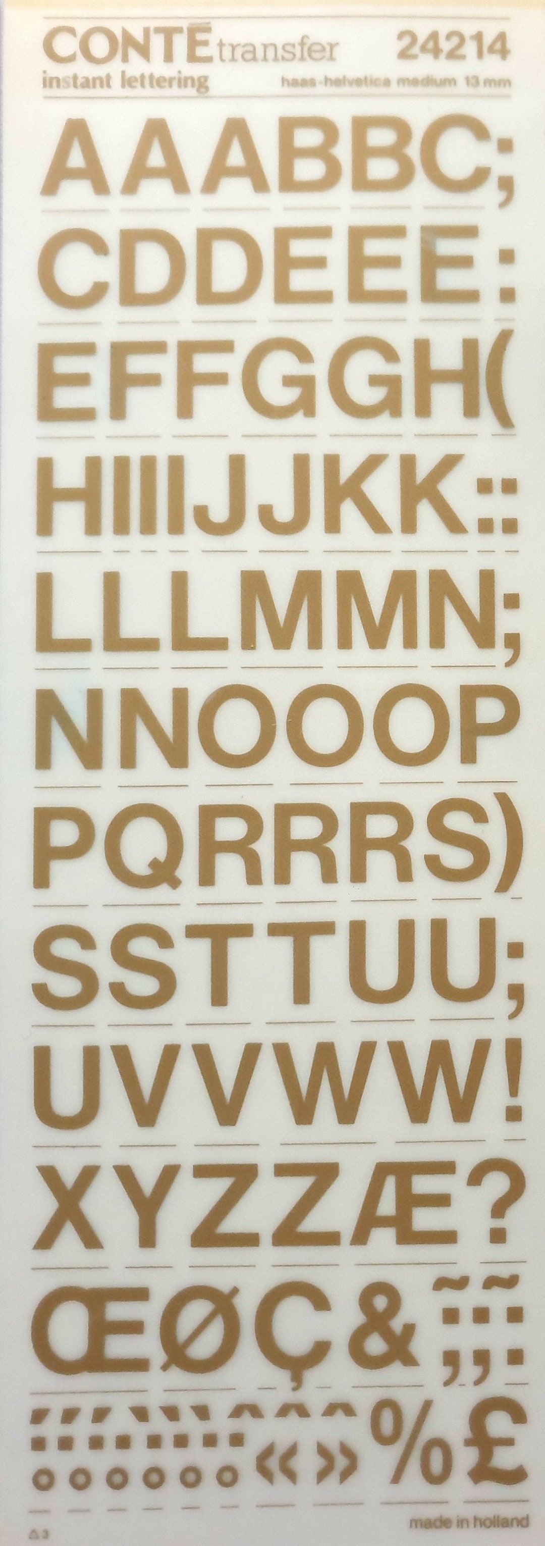 GOLD HELVETICA MEDIUM Rub on Letter Transfers (13mm) Conte Gold Dry Rub ...