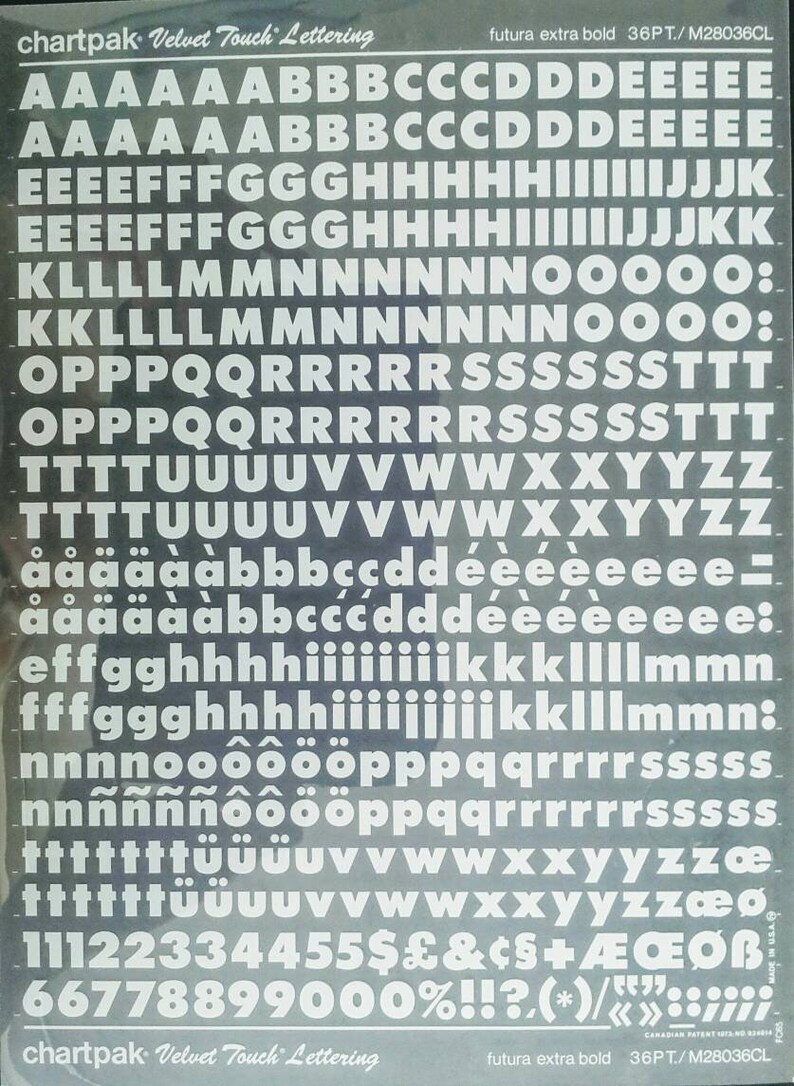 FUTURA EXTRA BOLD - White Chartpak Letter/number Dry Rub on Transfers ...
