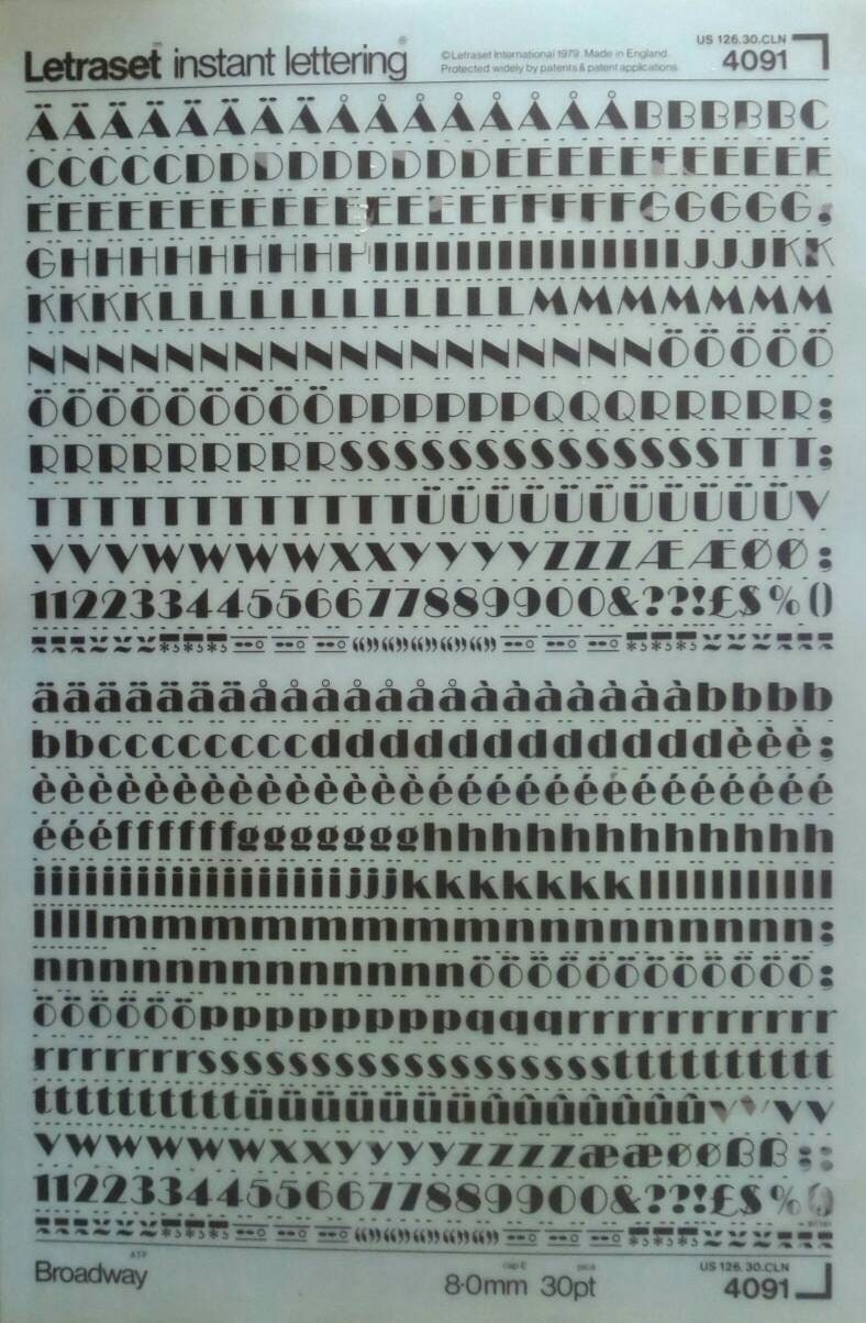 Model Making BROADWAY ENGRAVED Letraset vintage rub on letternumber ...