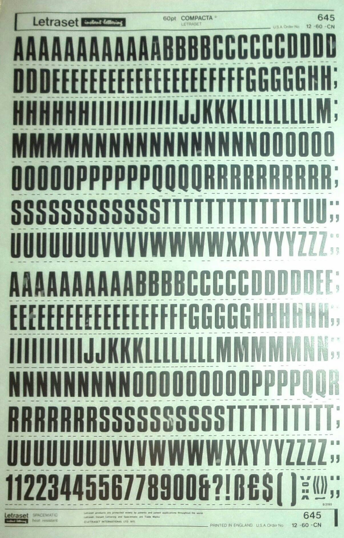 COMPACTA Letraset vintage instant rub on letter transfers | Etsy