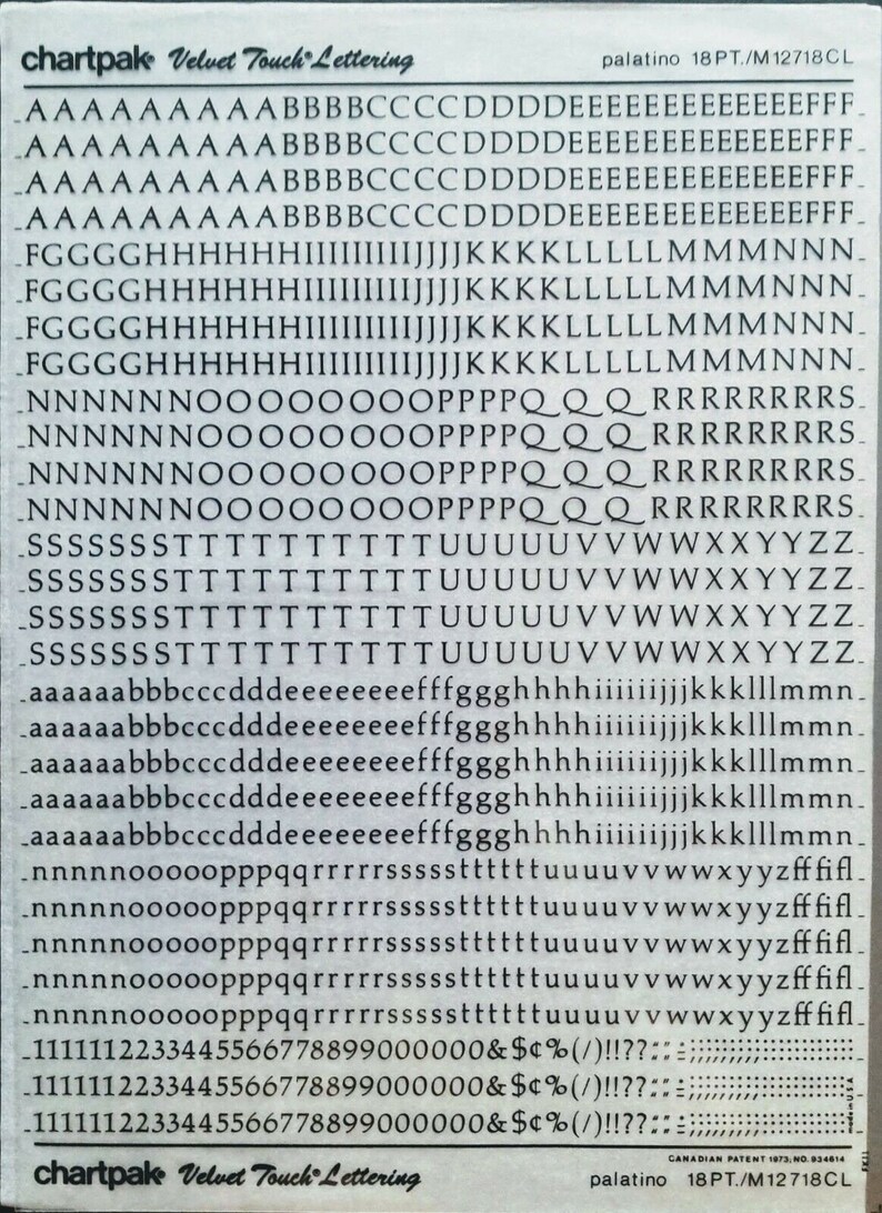 PALATINO Chartpak Letter/number Dry Rub on Transfers ref - Etsy